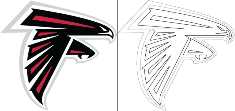 Atlanta Falcons logo with a sample coloring page - Free coloring pages