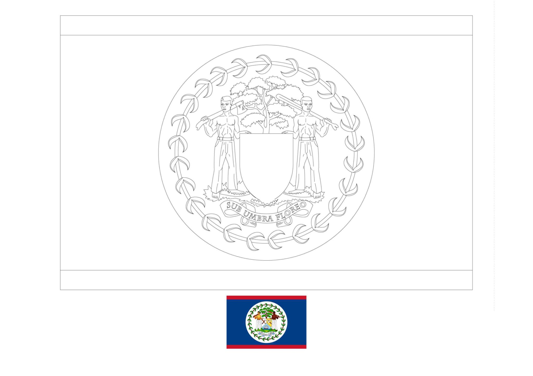 Flag of Belize coloring page - Free coloring sheets - coloring1.com