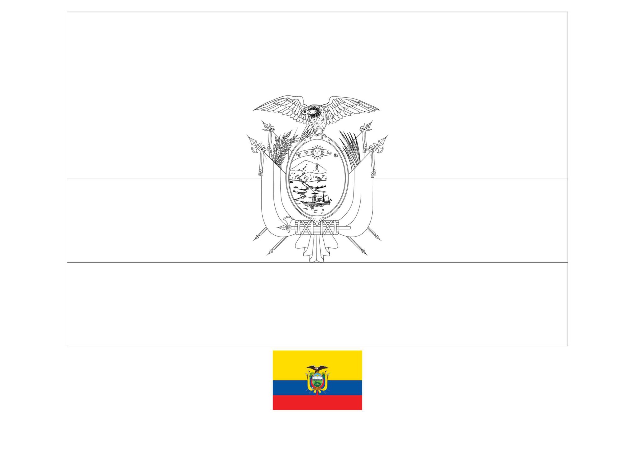 Flag of Ecuador coloring page - Free coloring sheets - coloring1.com