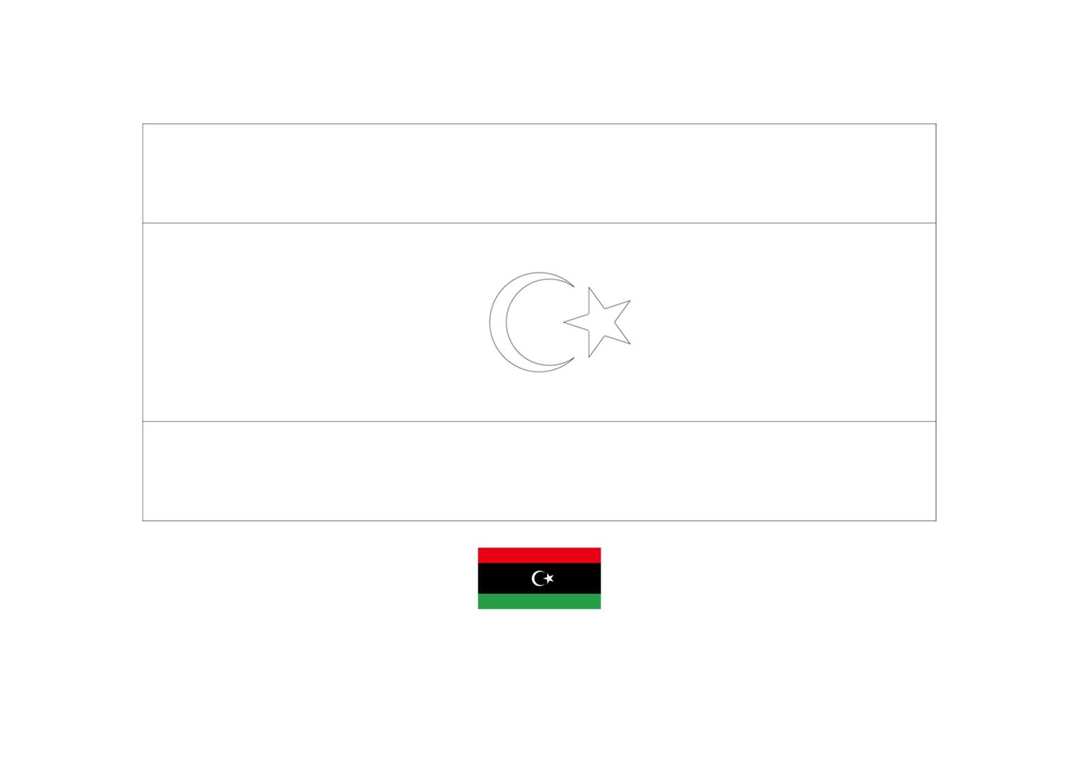 Vlag van Libië kleurplaat Gratis kleurplaten - coloring1.com
