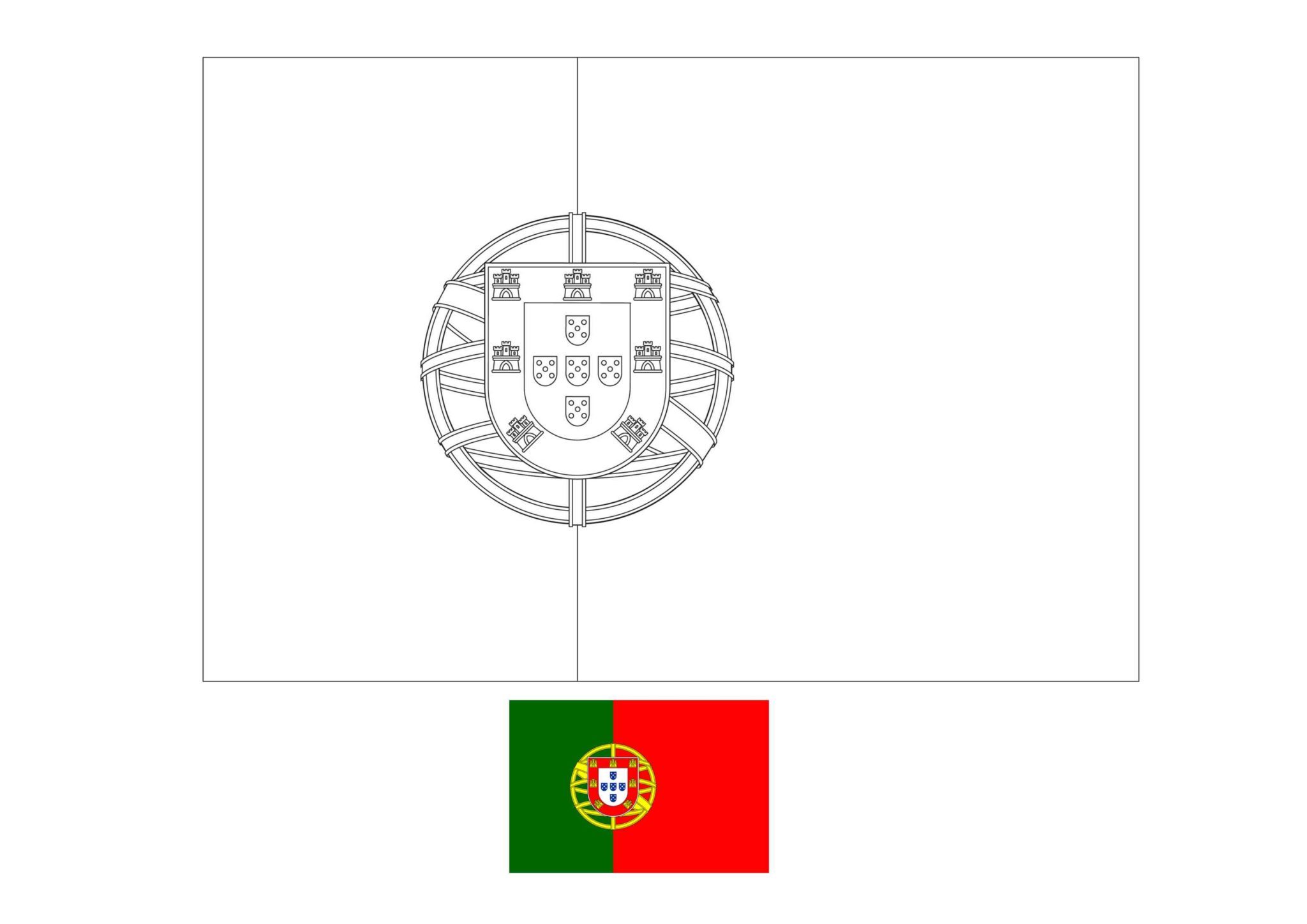 Flag of Portugal coloring page - Free coloring sheets - coloring1.com