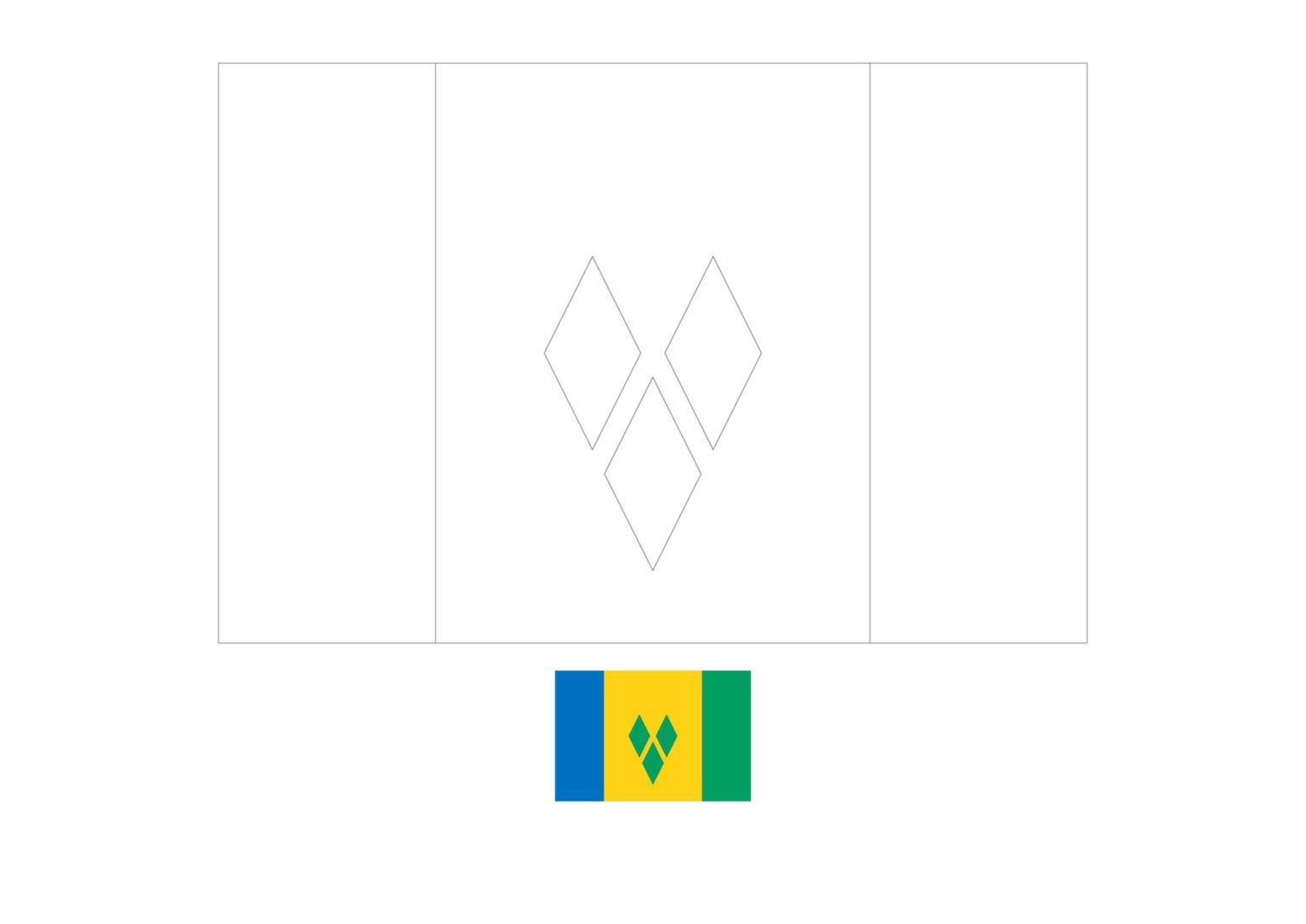 Flag of Saint Vincent and the Grenadines coloring page - Free coloring ...