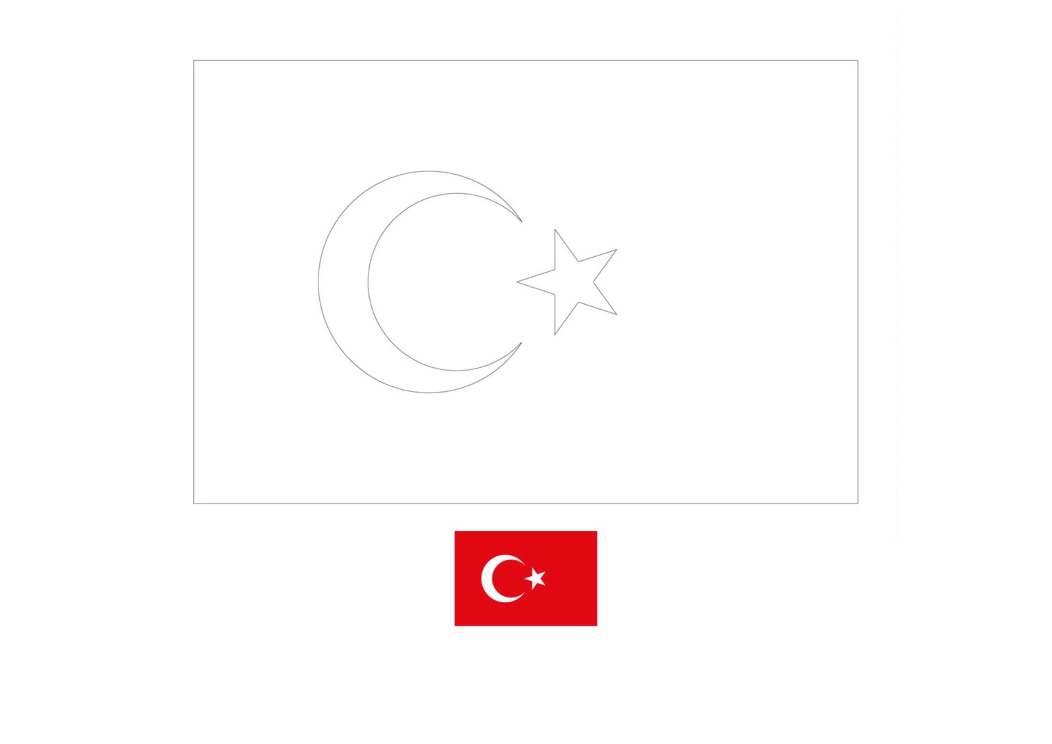 Flag of Turkey coloring page - Free coloring sheets - coloring1.com