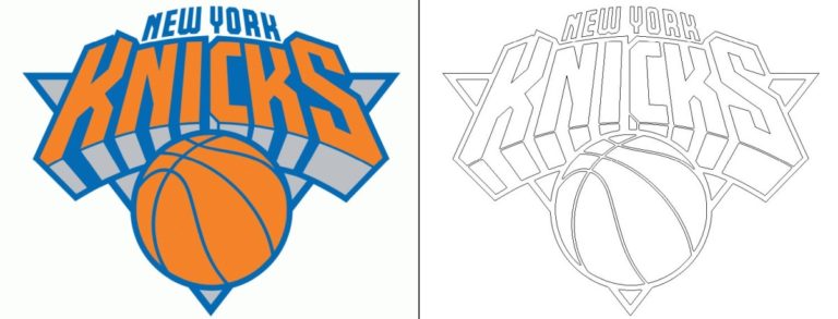 New York Knicks logo with a sample coloring page - Free coloring pages ...