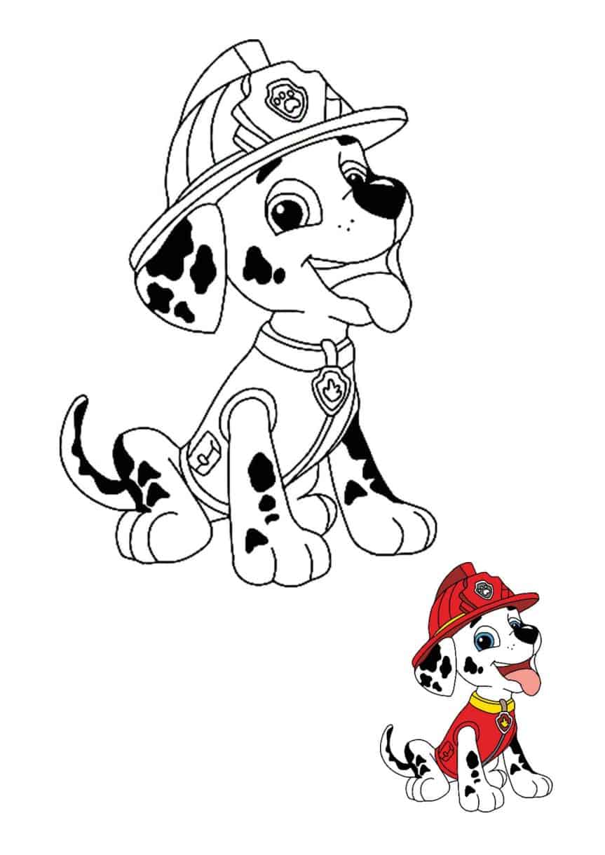 Paw Patrol Marshall Coloring Pages - 4 Free Printable Coloring Sheets ...