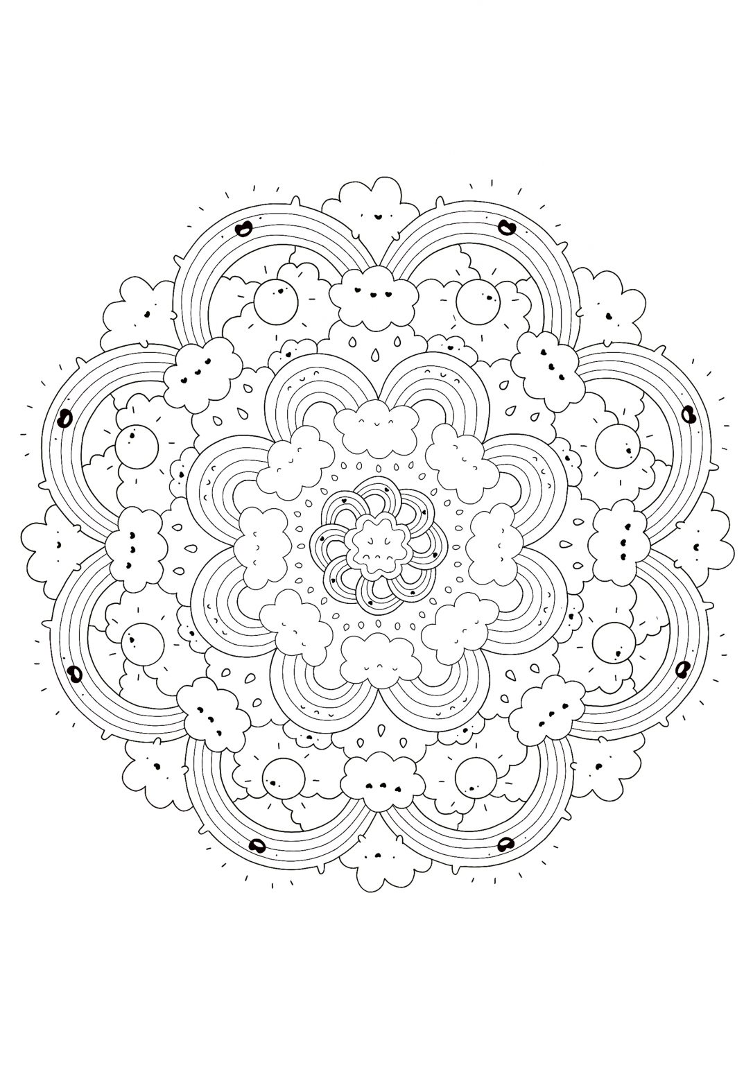 Kawaii Mandala Coloring Pages - 2 Free Printable Coloring Sheets (2021)