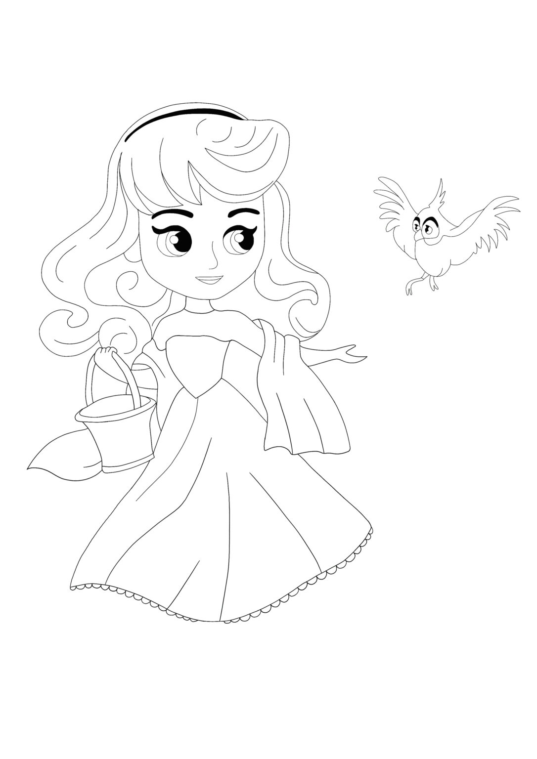 Disney Princess Aurora With Bird Coloring Pages - 2 Free Coloring ...