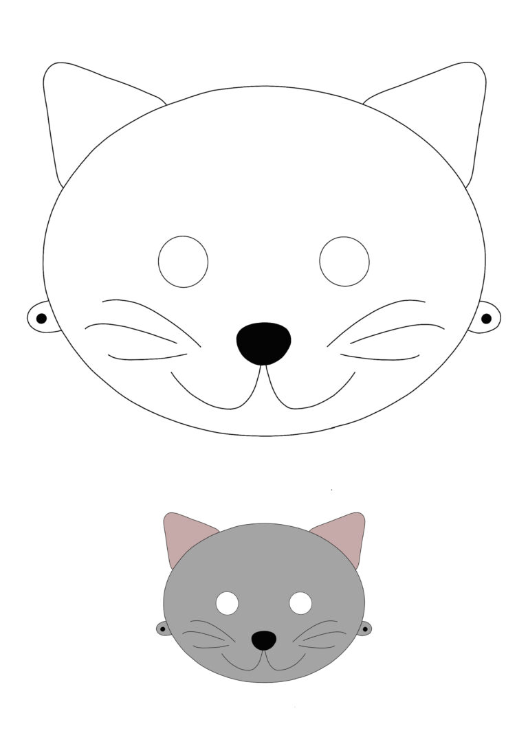 Cat Mask Coloring Pages - 2 Free Coloring Sheets (2021)