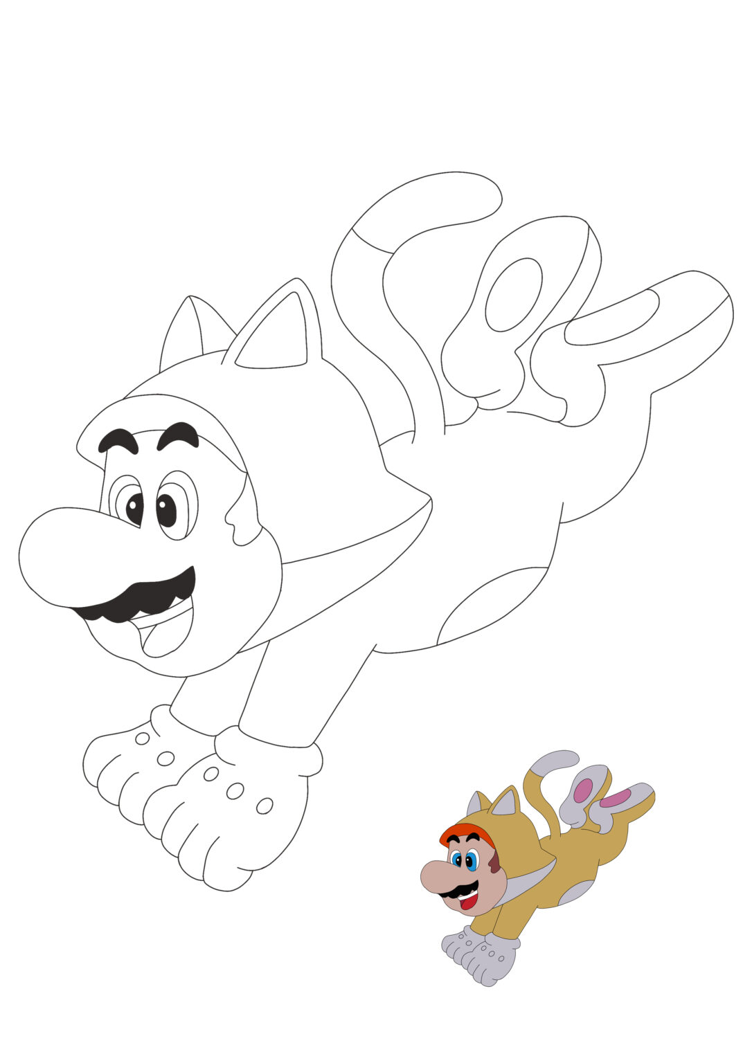 Mario Cat Coloring Pages - 2 Free Coloring Sheets (2021)