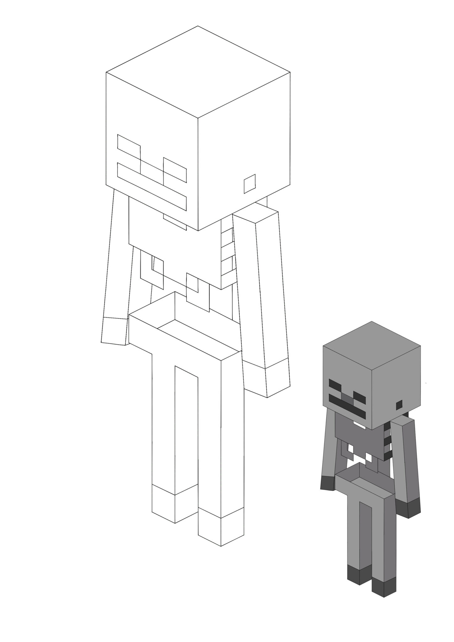 Minecraft Skeleton Coloring Pages - 2 Free Coloring Sheets (2021)