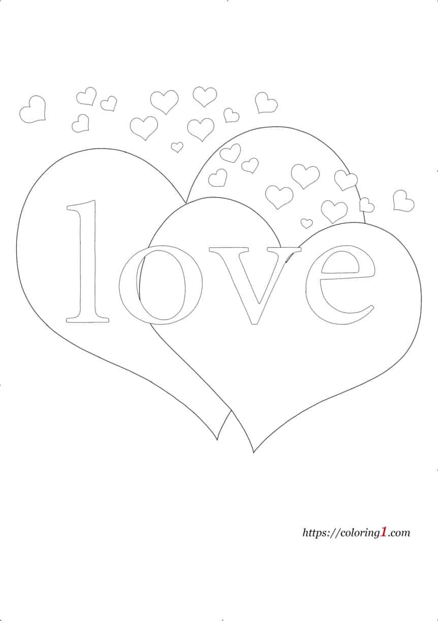 Hearts Love Coloring Pages - 2 Free Coloring Sheets (2021)