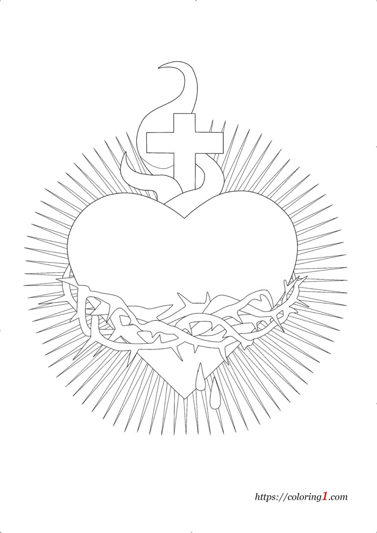 Sacred Heart Coloring Pages - 2 Free Coloring Sheets (2021)