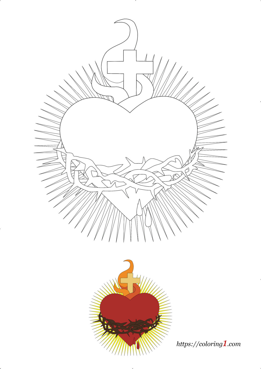 Sacred Heart Coloring Pages - 2 Free Coloring Sheets (2021)