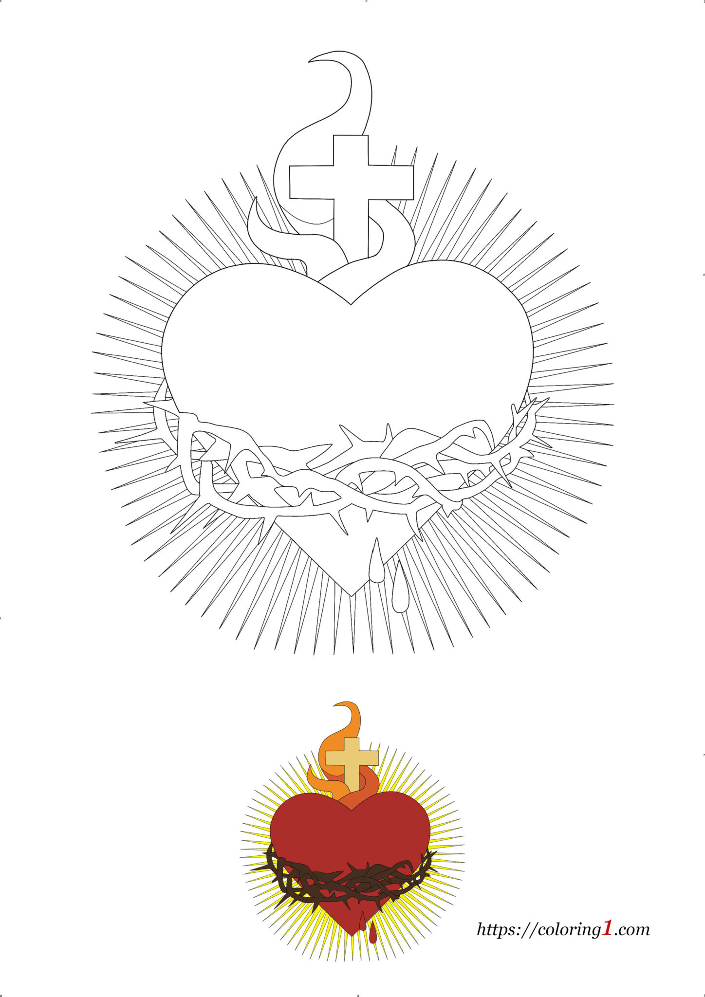 Sacred Heart Coloring Pages - 2 Free Coloring Sheets (2021)