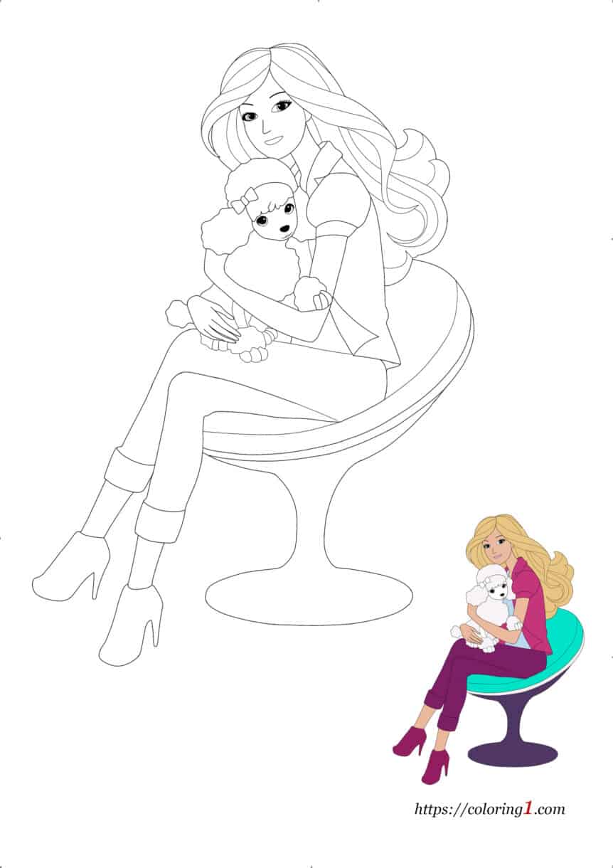 Barbie with Dog Coloring Pages - 2 Free Coloring Sheets (2021)