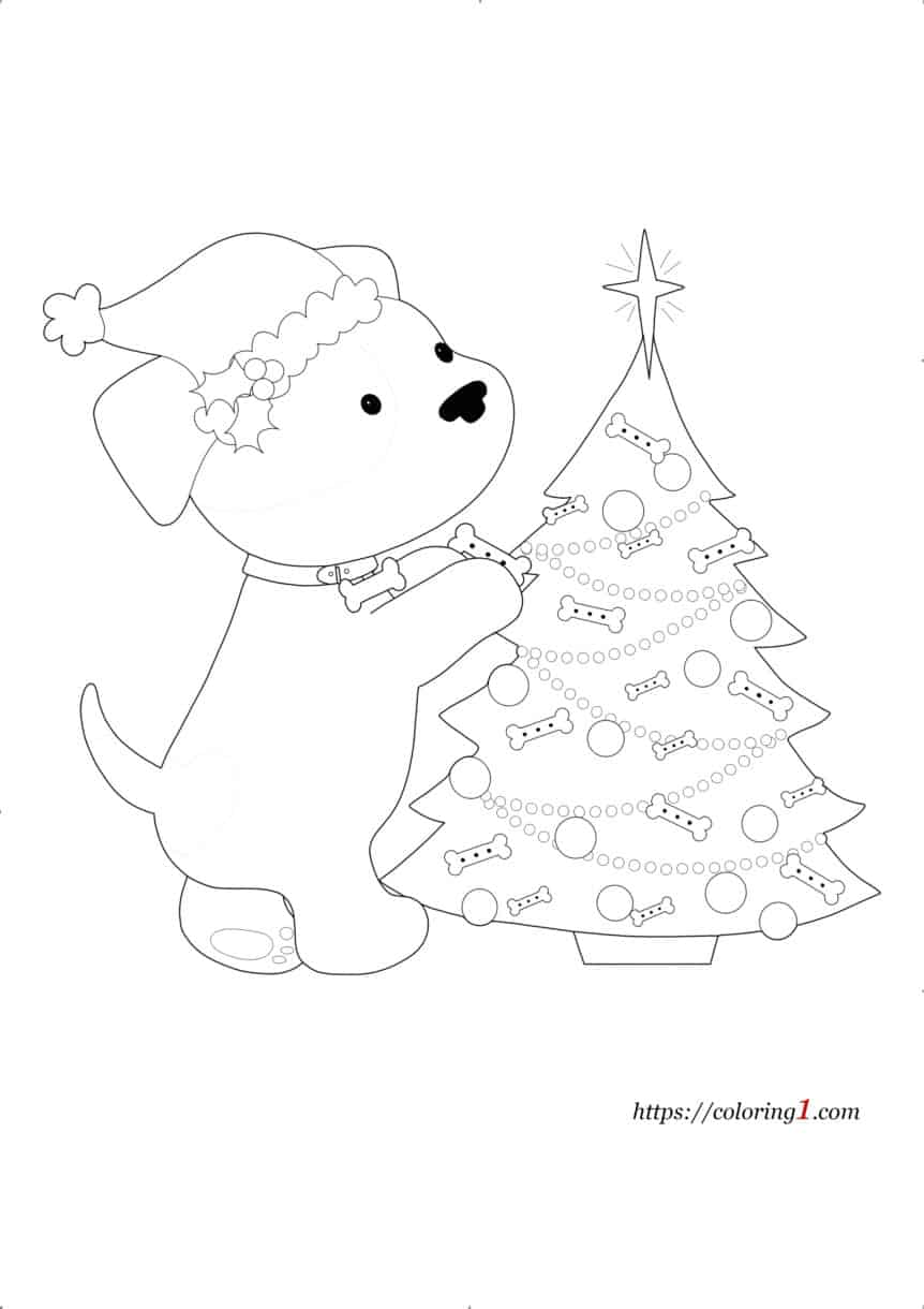 Christmas Dog Coloring Pages - 2 Free Coloring Sheets (2021)