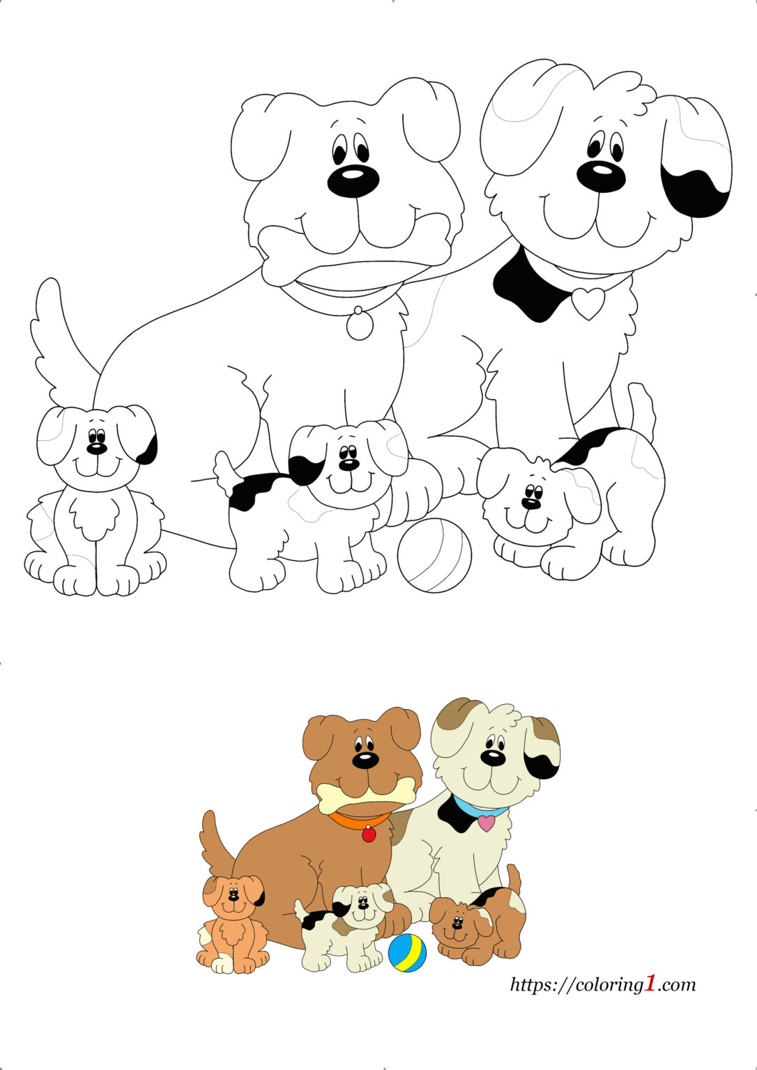 Dog Family Coloring Pages - 2 Free Coloring Sheets (2021)