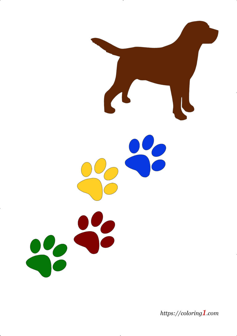 Dog Paw Coloring Pages - 2 Free Coloring Sheets (2021)