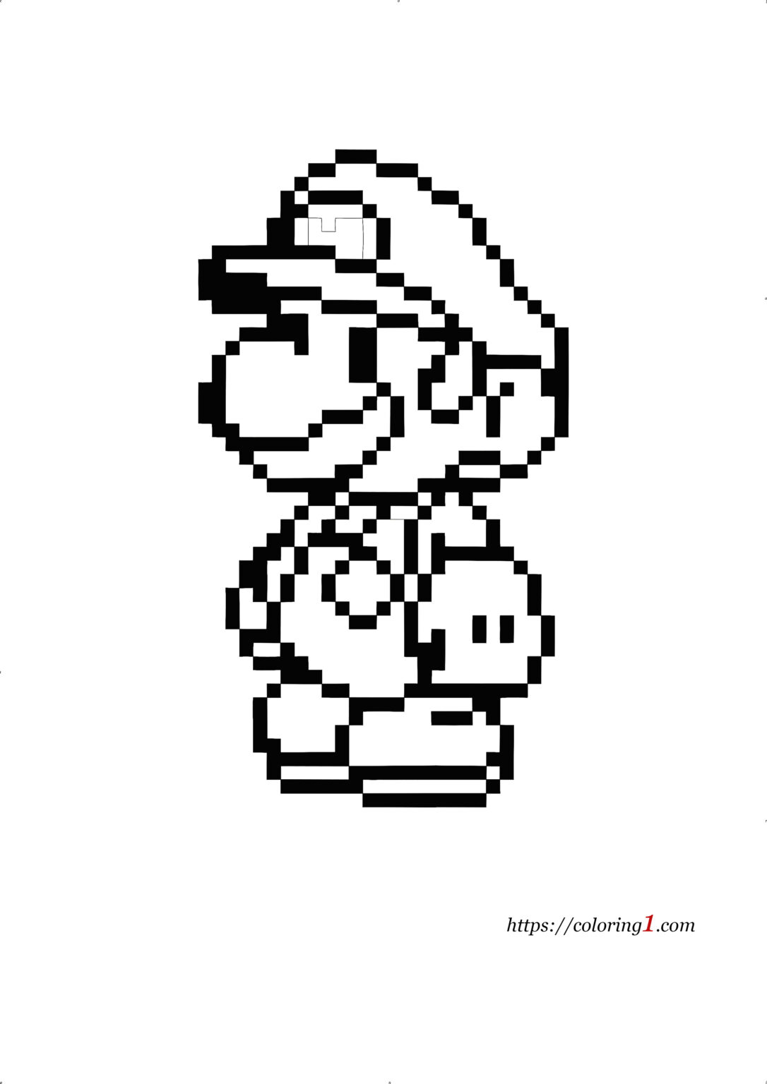 Coloriage Pixel Mario - Coloriage Gratuit à Imprimer Dessin 2021