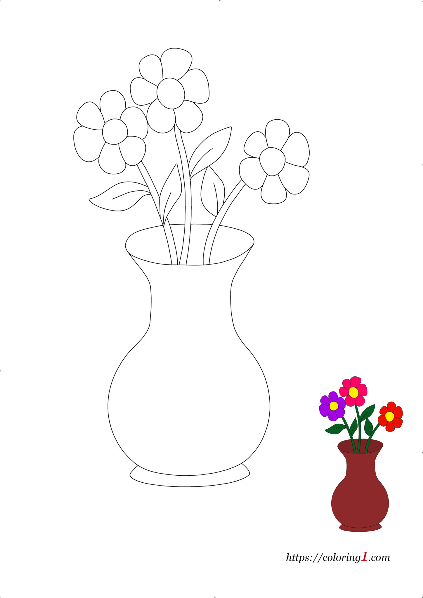 Flower Vase Coloring Pages - 2 Free Coloring Sheets (2021)