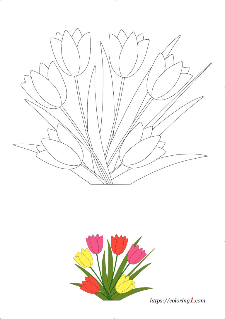 Tulip Flowers Coloring Pages - 2 Free Coloring Sheets (2021)