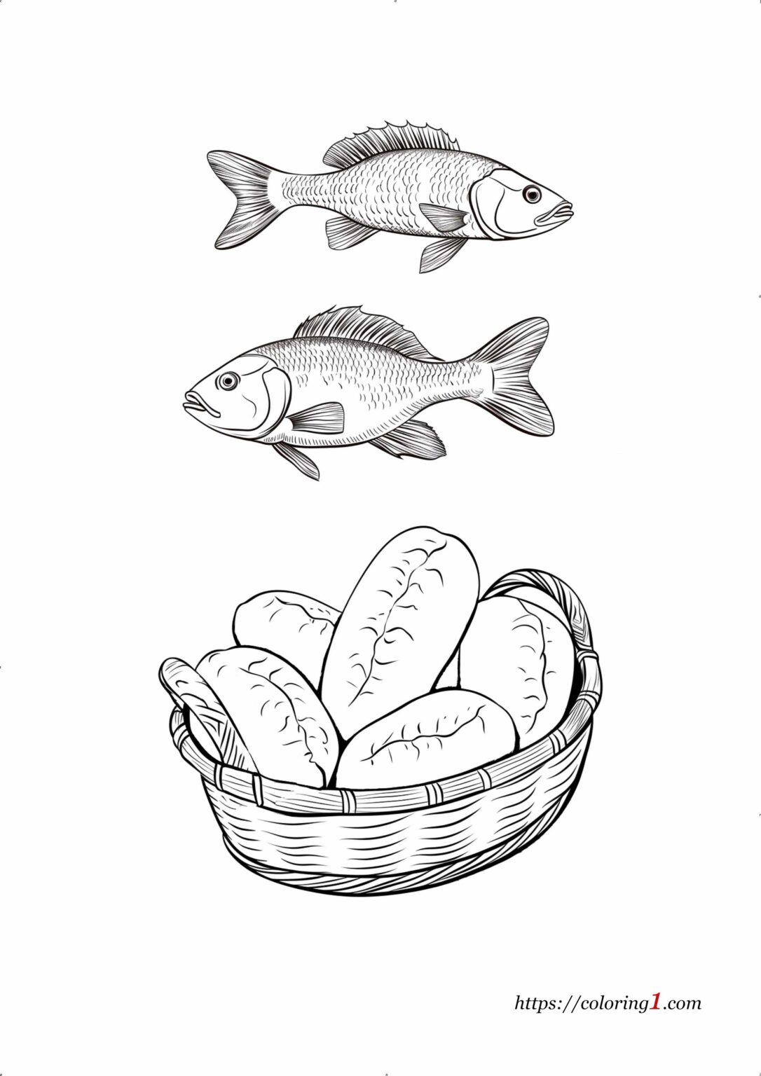 5 Loaves And 2 Fish - Free Coloring Sheet