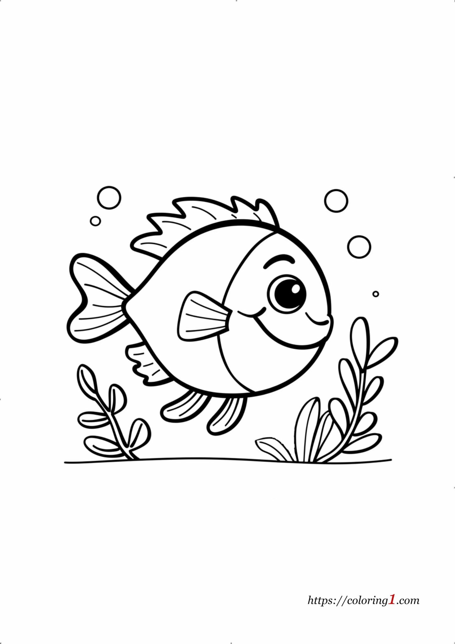 Cute Sea Fish - Free Coloring Sheet