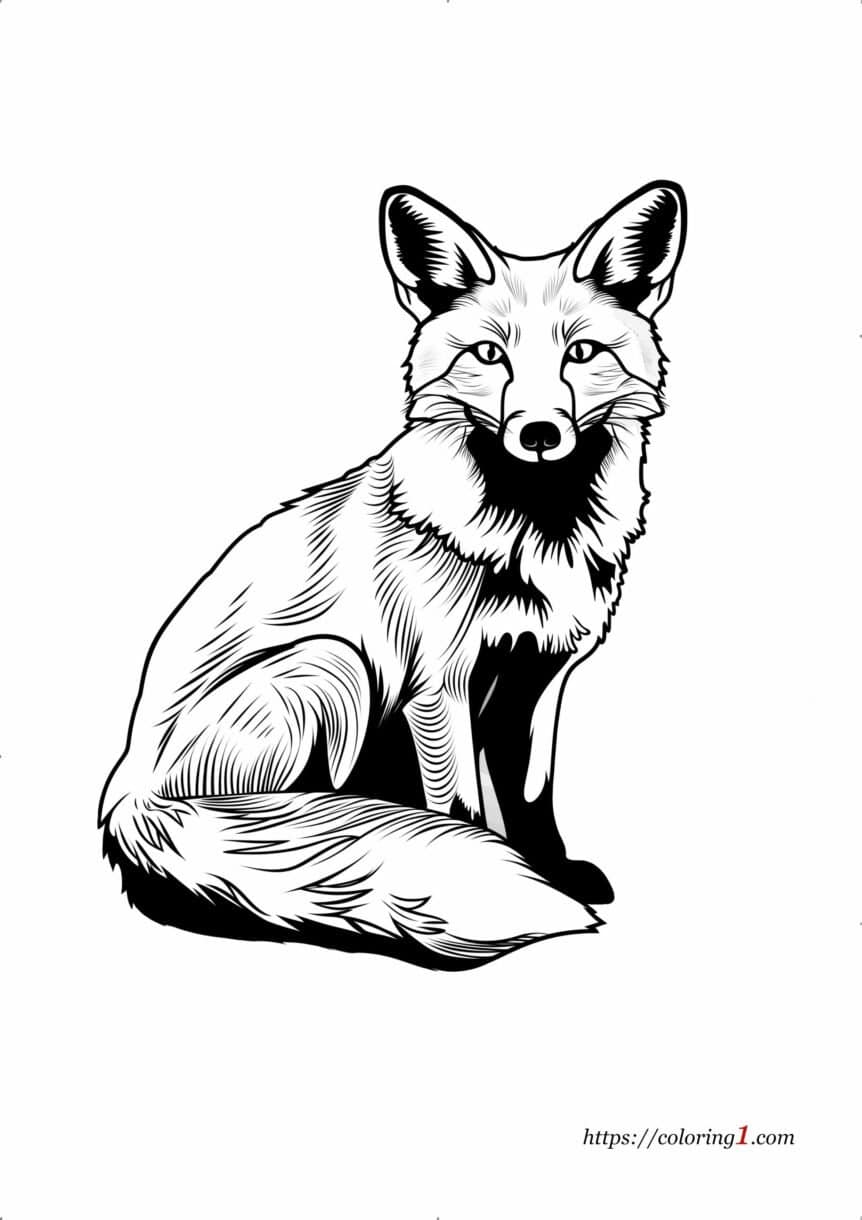 Detailed Fox - Free Coloring Sheet (2024)