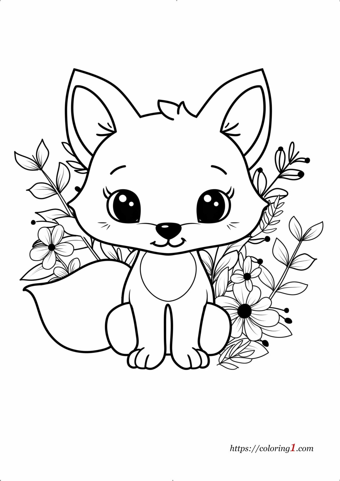 Kawaii Fox - Free Coloring Sheet (2024)