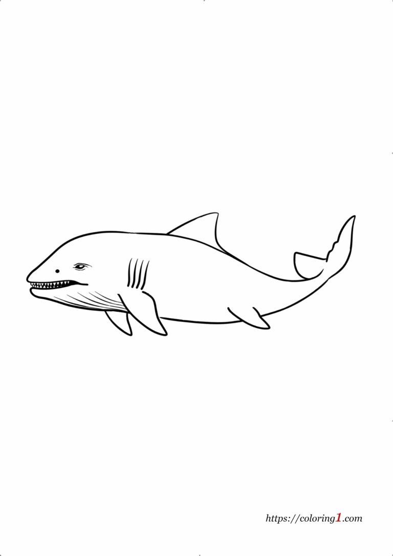 Prehistoric Fish Megalodon - Free Coloring Sheet