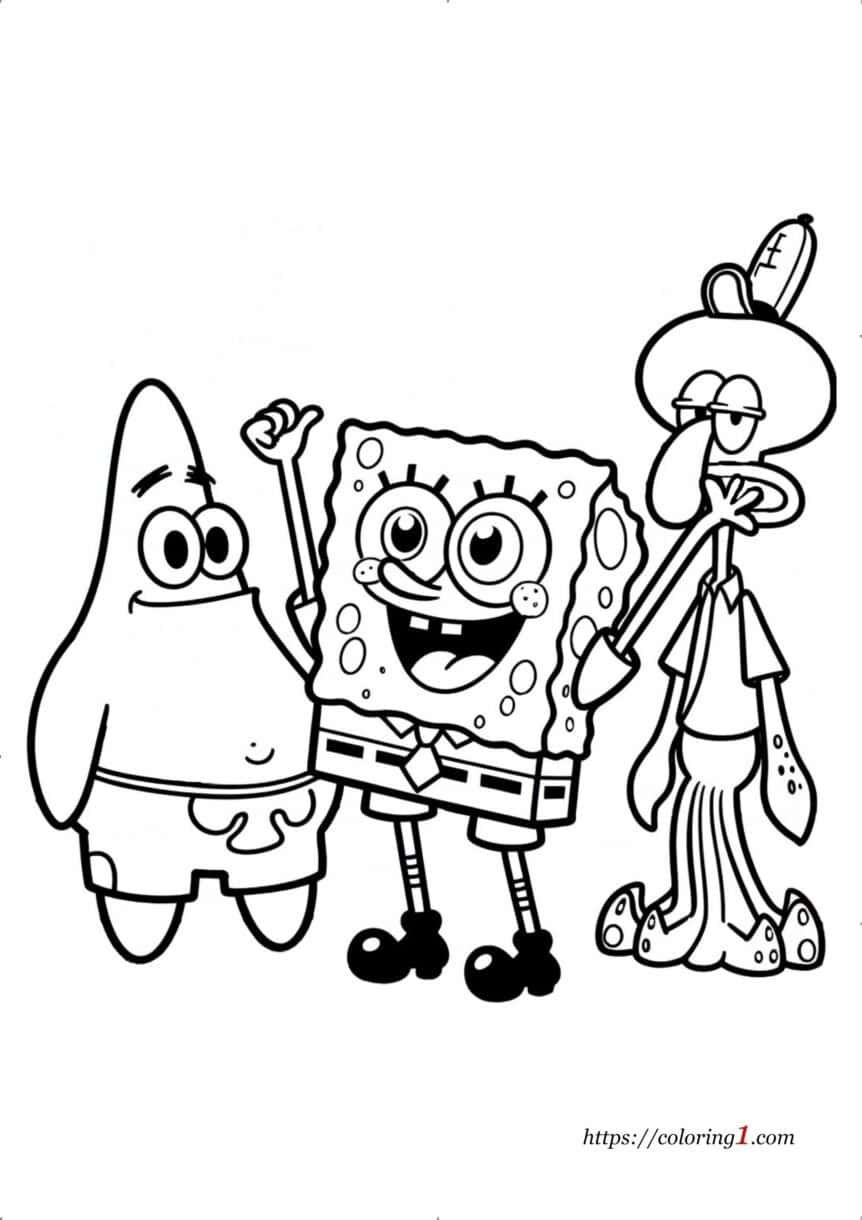 SpongeBob Characters Coloring Page - Free Coloring Sheet (2024)