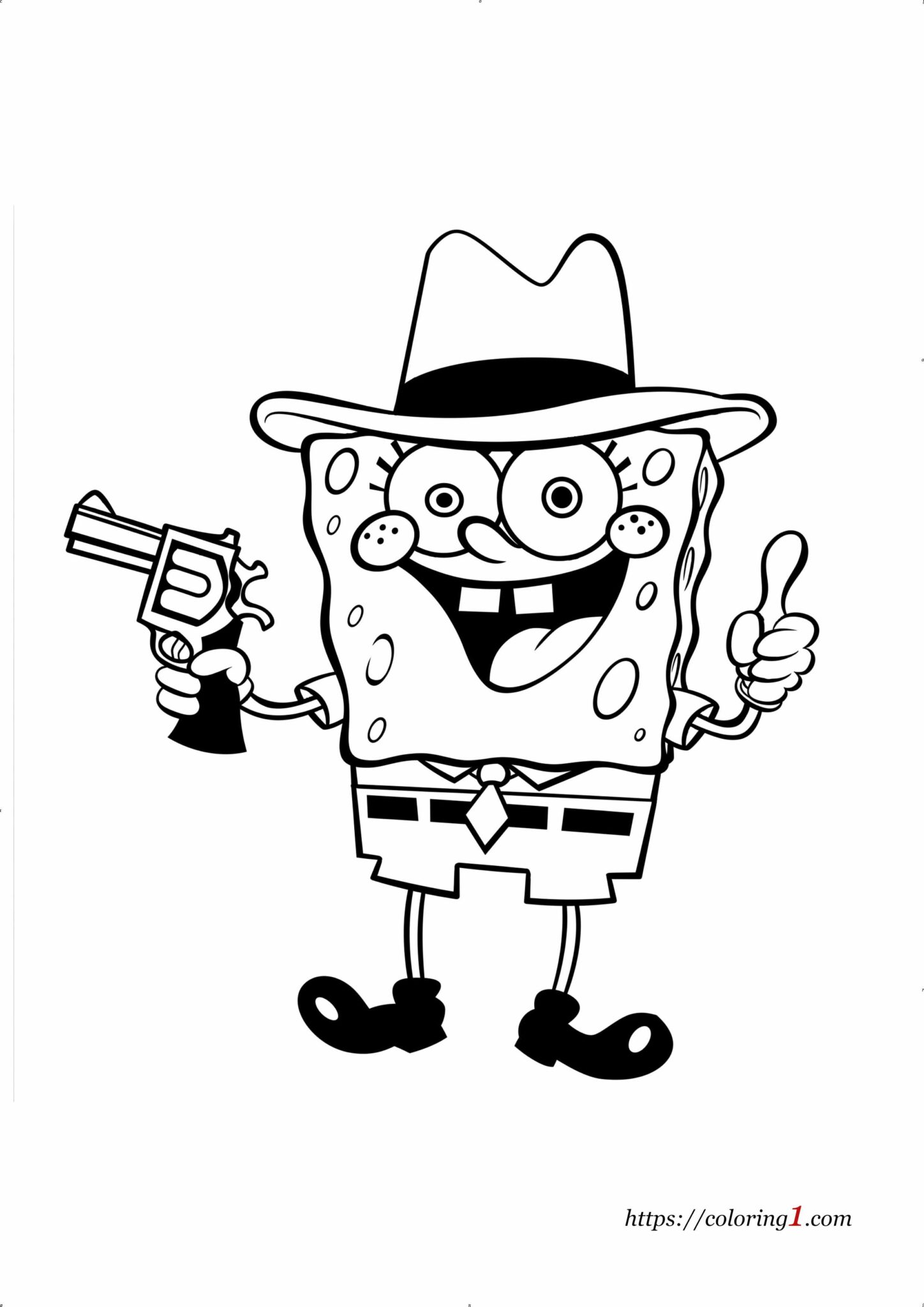 SpongeBob Gangster Coloring Page - Free Coloring Sheet