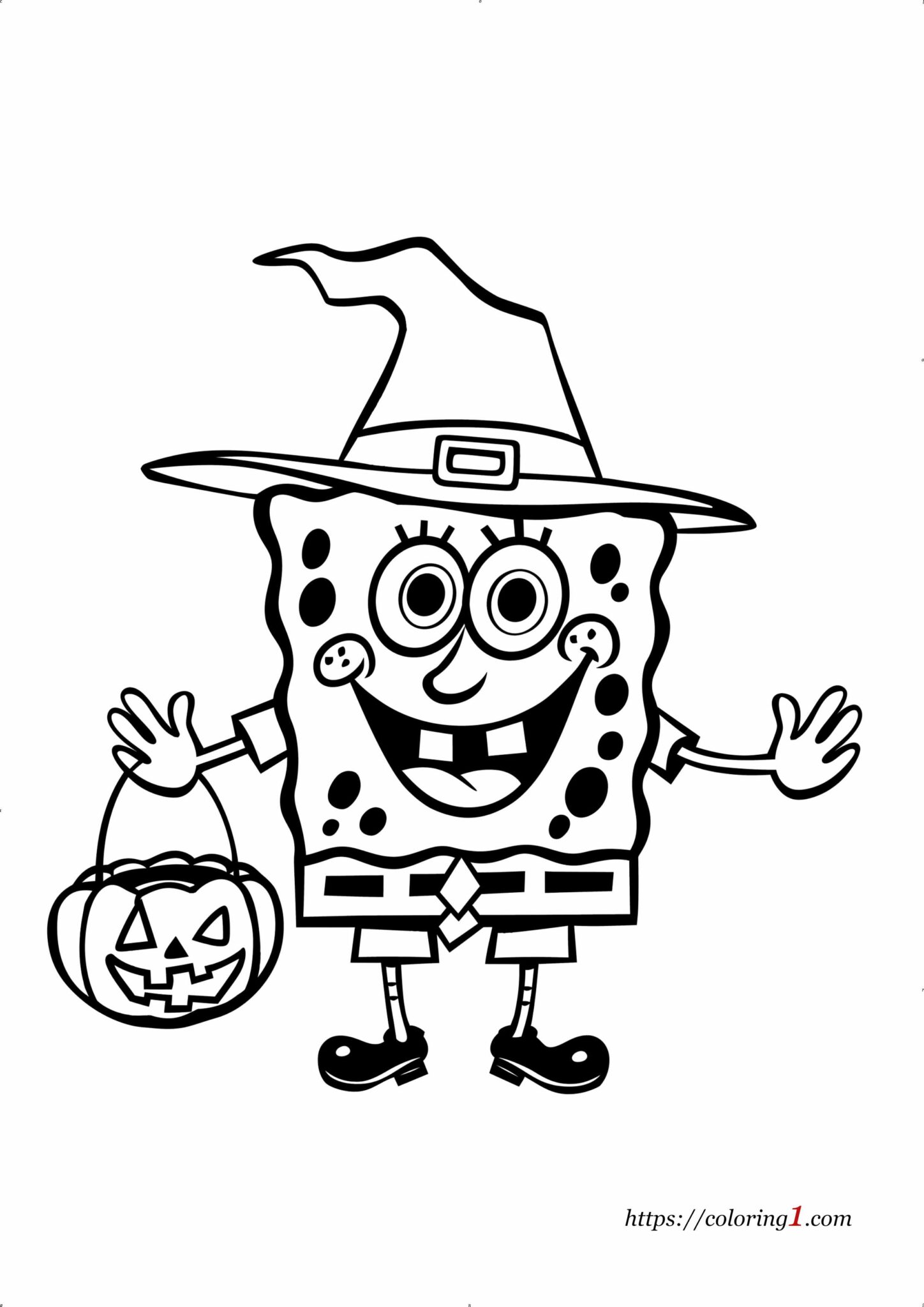 SpongeBob Halloween Coloring Page - Free Coloring Sheet (2024)