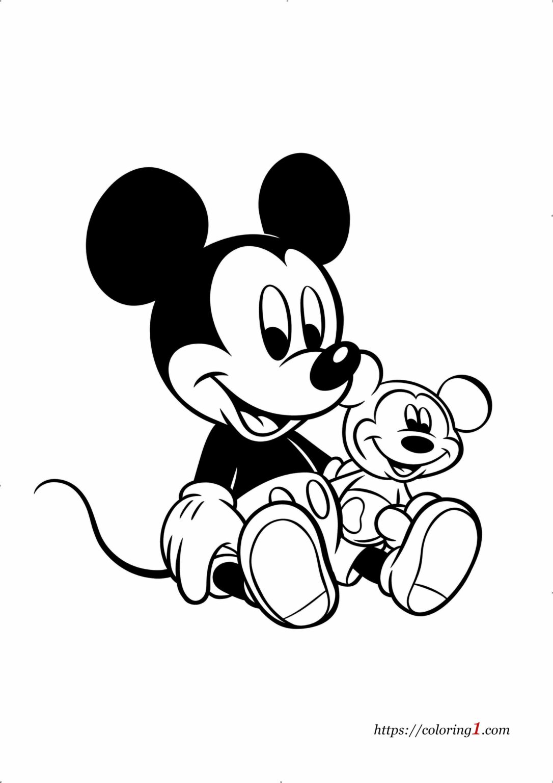 Baby Mickey Mouse - Free Coloring Sheet