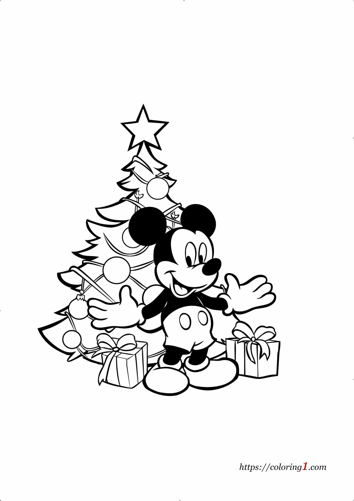Mickey Mouse Christmas - Free Coloring Sheet