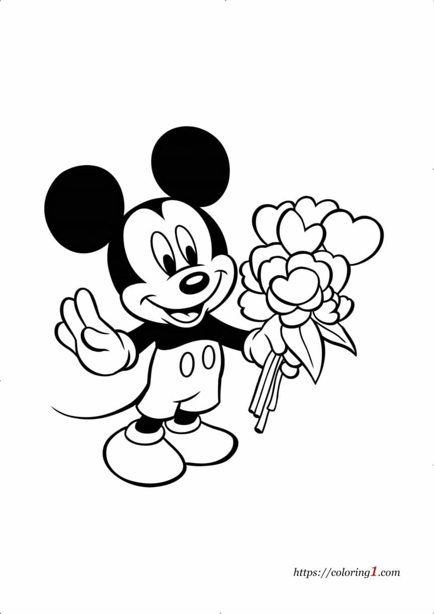 Mickey Valentine Coloring Pages