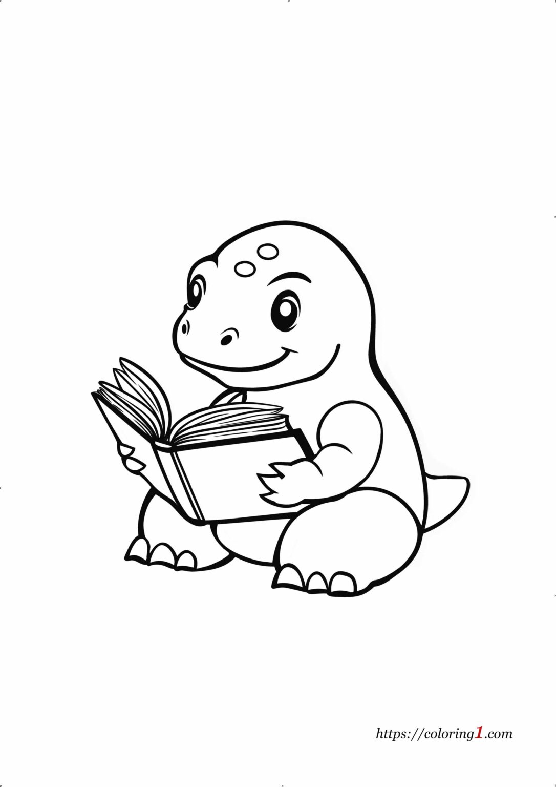 Dinosaur Reading Book - Free Coloring Sheet