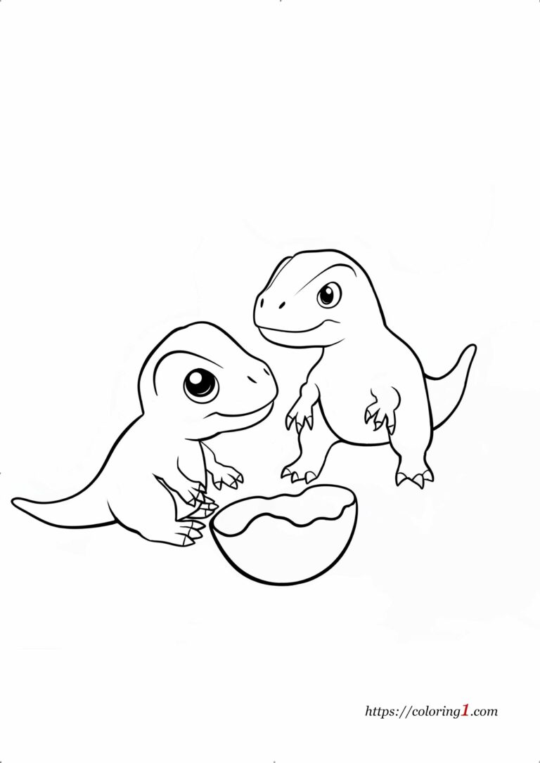 Dinosaurs Hatching From Eggs - Free Coloring Sheet