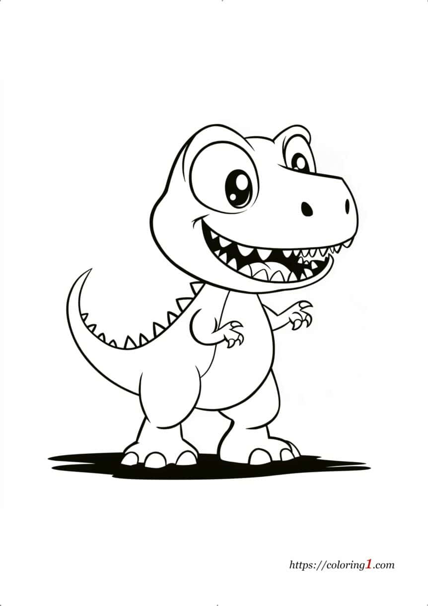Fun Dinosaur - Free Coloring Sheet